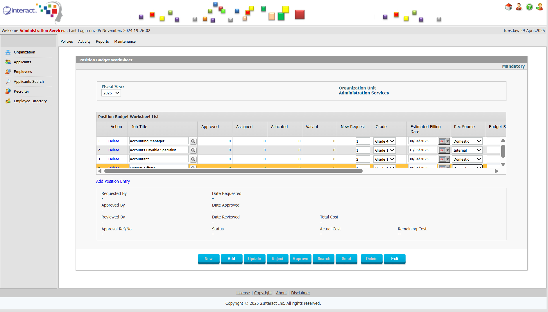Position Budgeting and Control - 2interact | HRMS